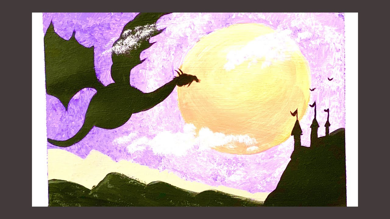 Dragon/acrylic Painting for beginner/ landscape painting/ abstract/Day ...