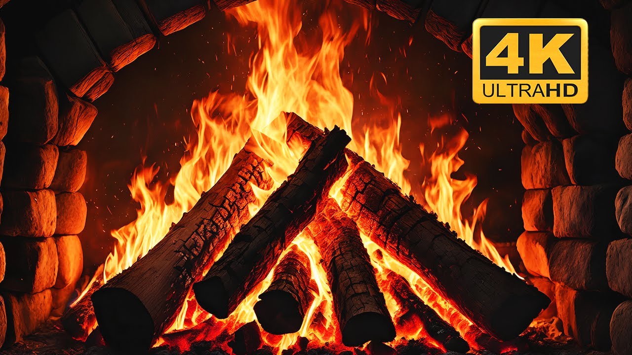 🔥 Fireplace 4K UHD! Fireplace with Crackling Fire Sounds. Fireplace ...