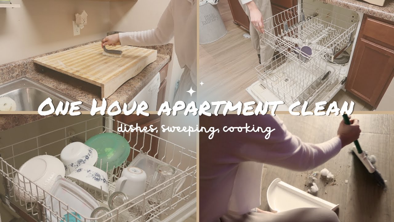 CLEANING MOTIVATION | 1 HOUR APARTMENT CLEAN | kitchen & living room ...