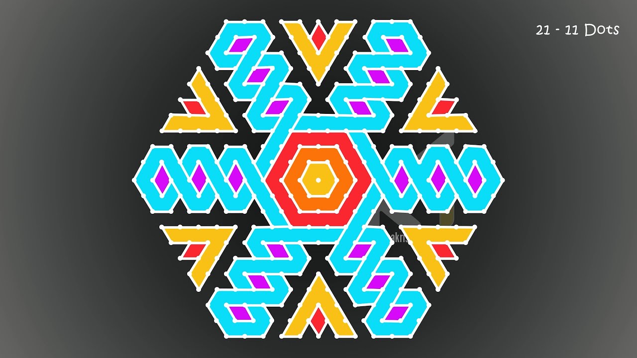 Simple Flower Rangoli | 21 - 11 Dots #rangrangoli #art #rangoli #flower ...