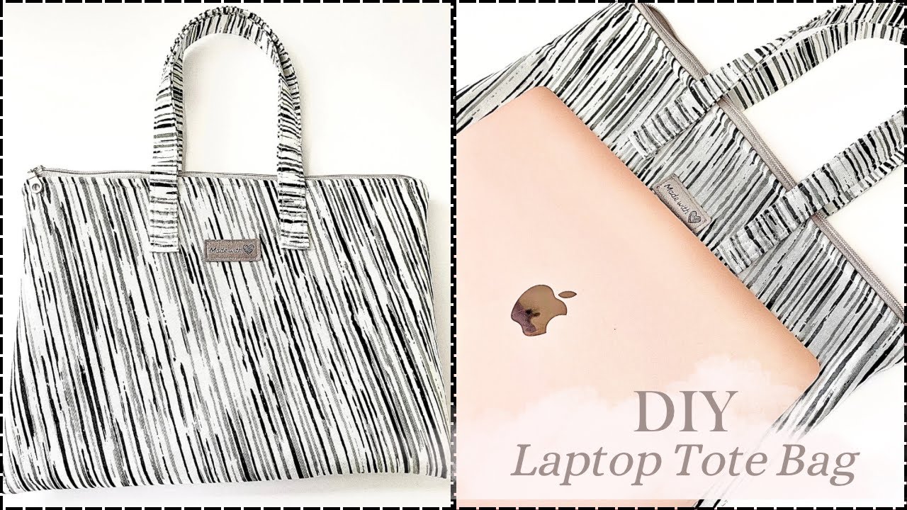 DIY / How to Sew an Easy Laptop Tote Bag / beginners Friendly Project ...