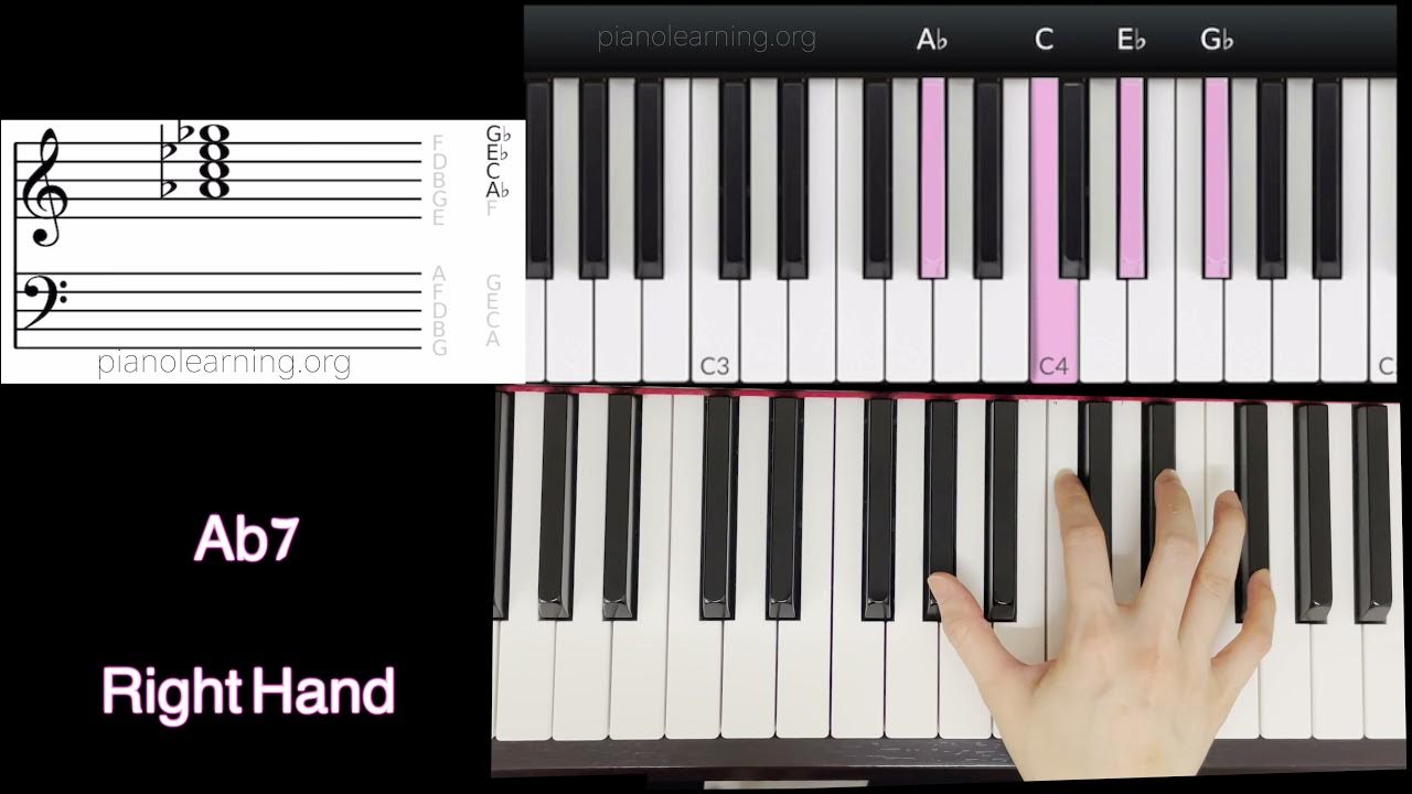 how to play Ab7 chord on piano in 25 secs - YouTube