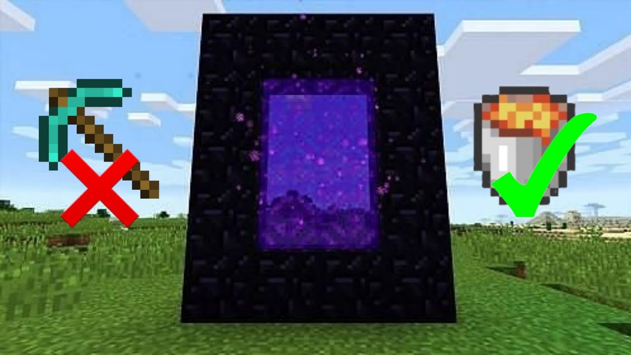 Nether Portal Without Diamond Pickaxe - YouTube