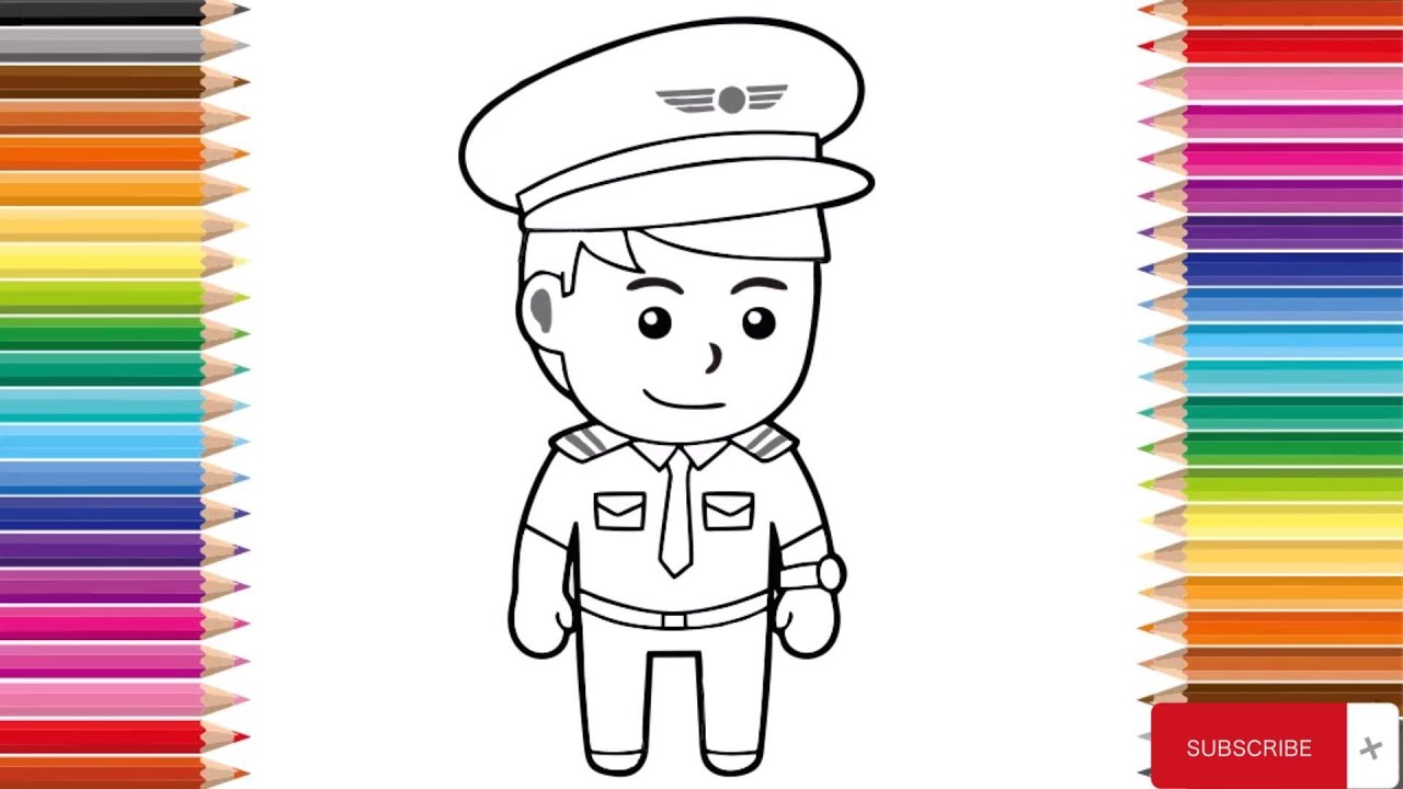 How to Color Airplane Pilot | Cara Mewarnai Pilot pesawat terbang - YouTube