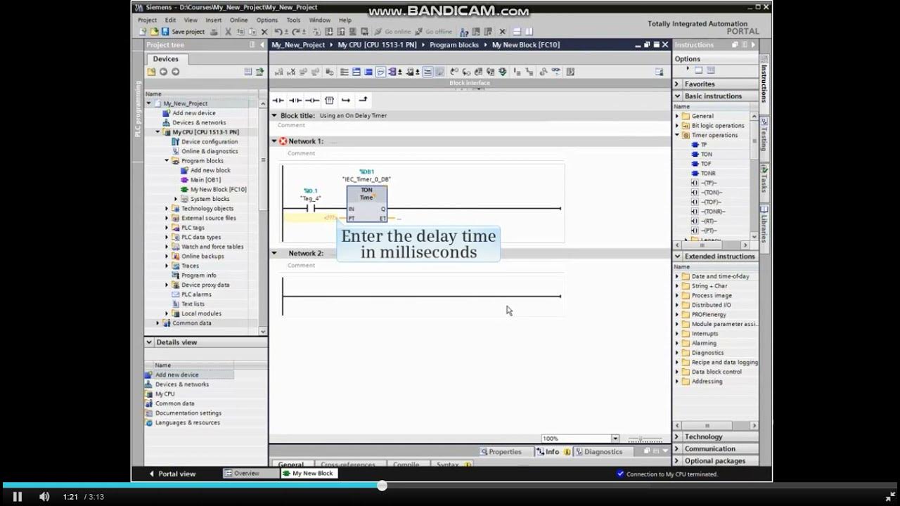 How To Configure an ON Delay Timer in TIA Portal - YouTube