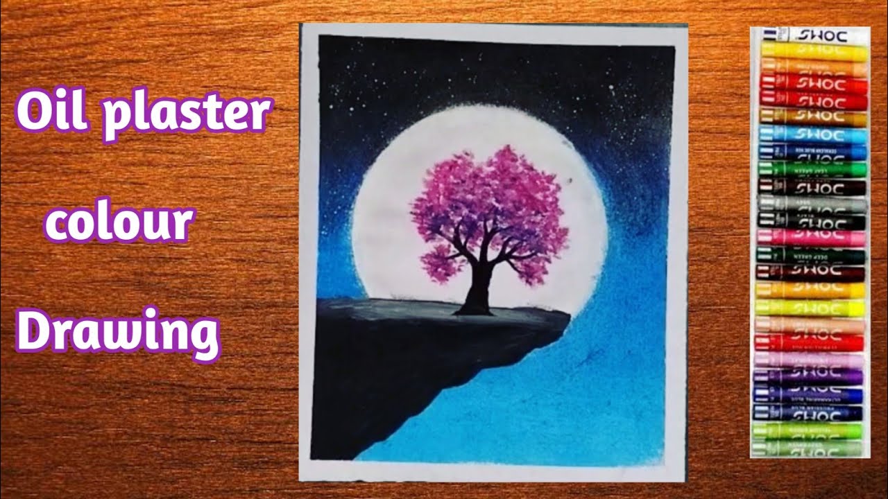 oil plaster colour drawing || how to draw beautiful oil plaster colour ...