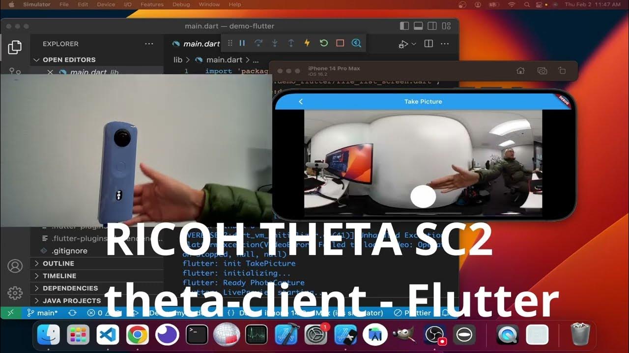 RICOH THETA SC2 theta-client Flutter Demo on iPhone - YouTube