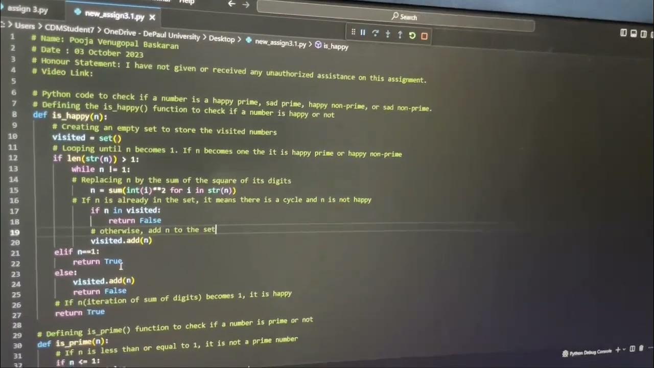 Happy Prime Python Program - YouTube