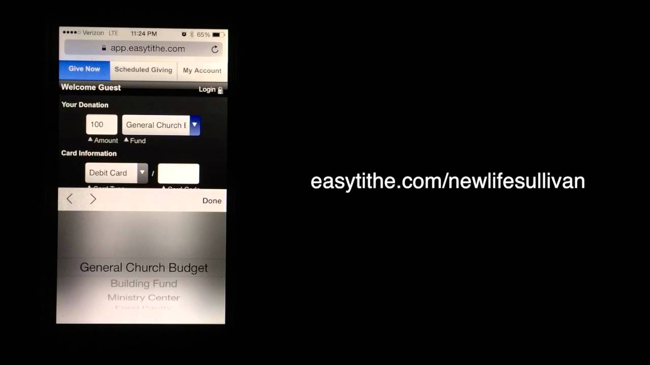 Easy Tithe Tutorial for New Life Church - YouTube