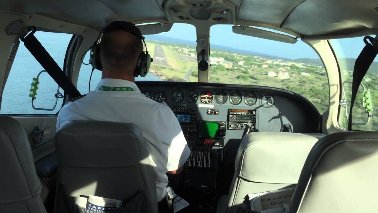 Final approach and landing in Cape Air Cessna 402C at Nevis (NEV) - YouTube