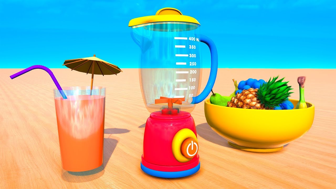 Fruit Cocktail Learn Colors With Blender and Fruits 3D Animation for ...