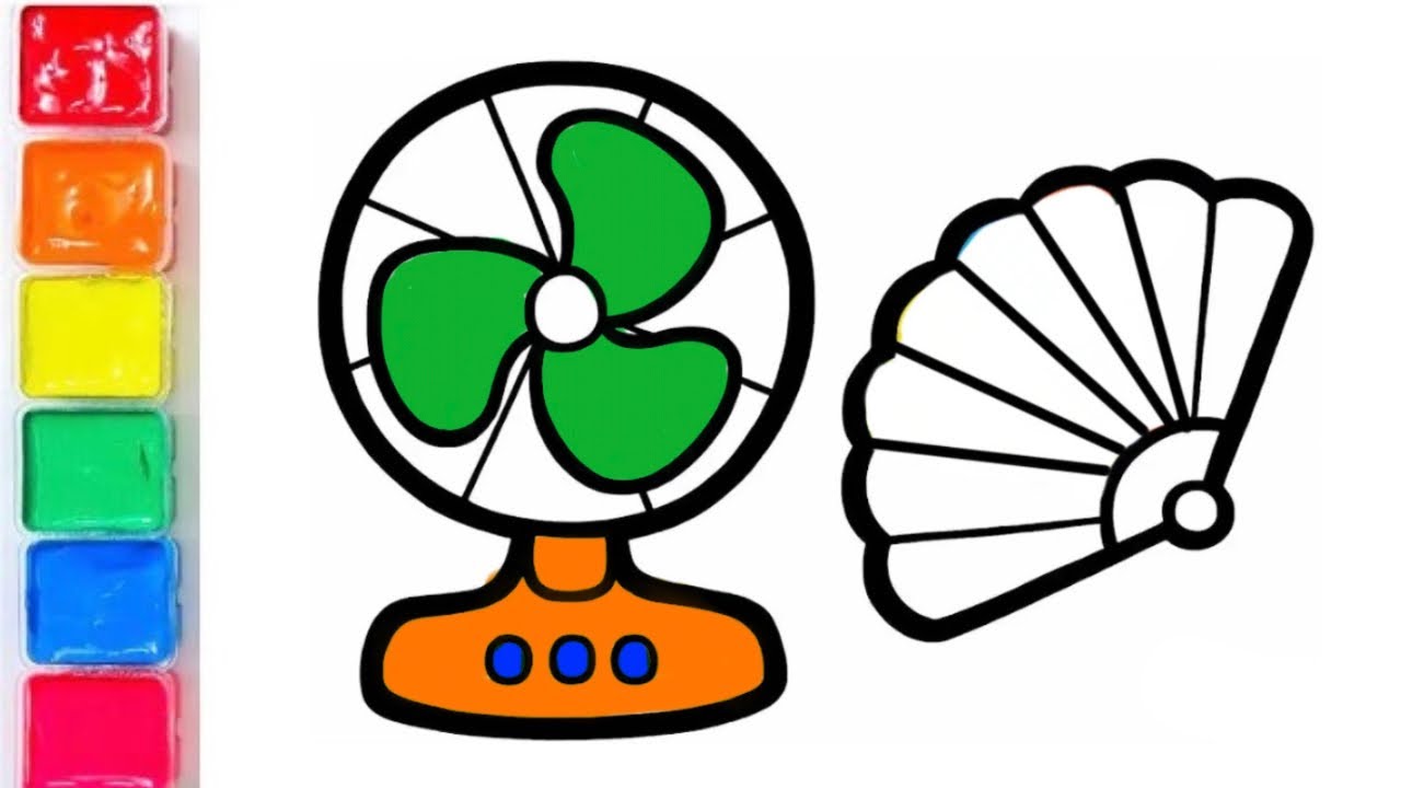 How to draw a Fan || Coloring Drawing Painting for kids & Toddlers ...