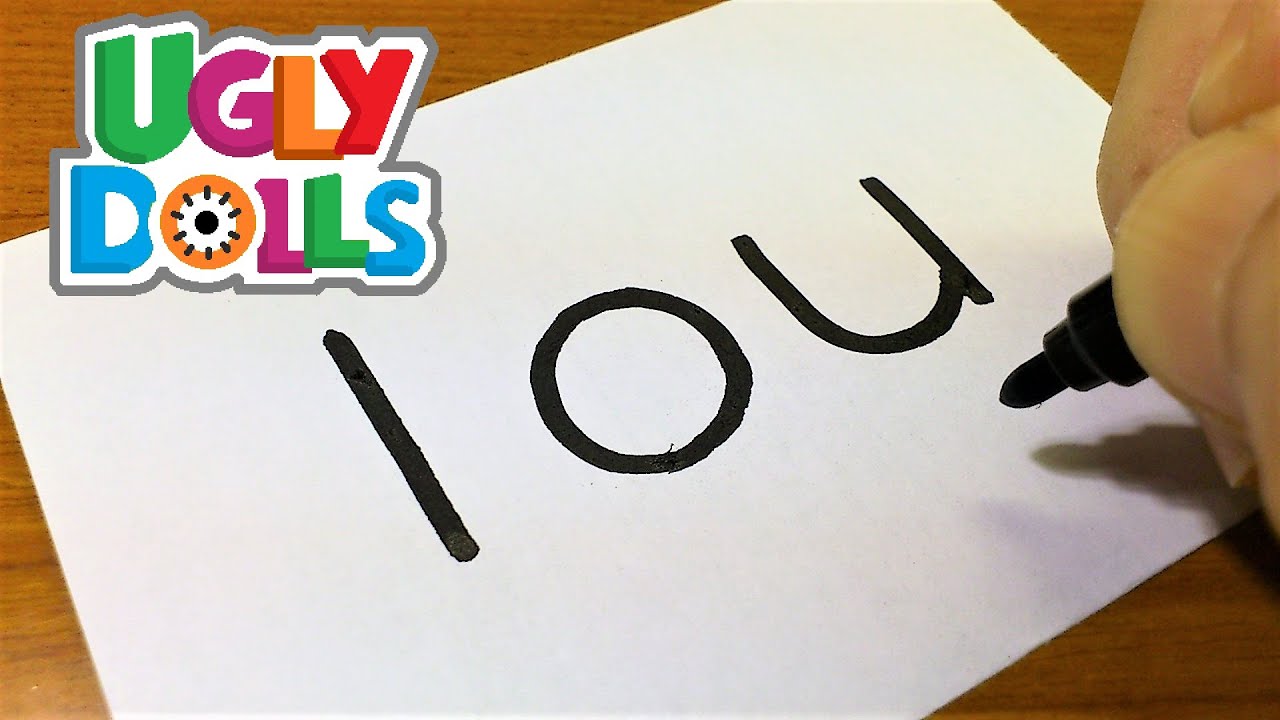 How to turn words LOU（UglyDolls）into a Cartoon for family - How to draw ...