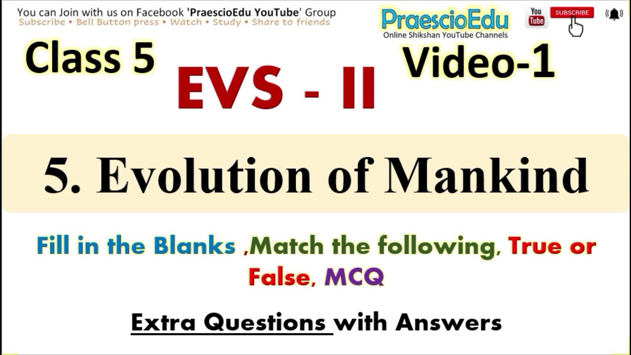 Class 5 EVS-2 Extra Questions & MCQ Evolution of Mankind Video-1 State ...