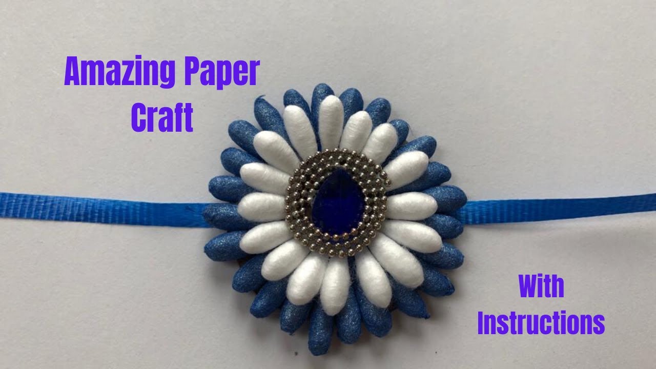 How to make Rakhi using cotton buds | Rakhi making | handmade Rakhi ...