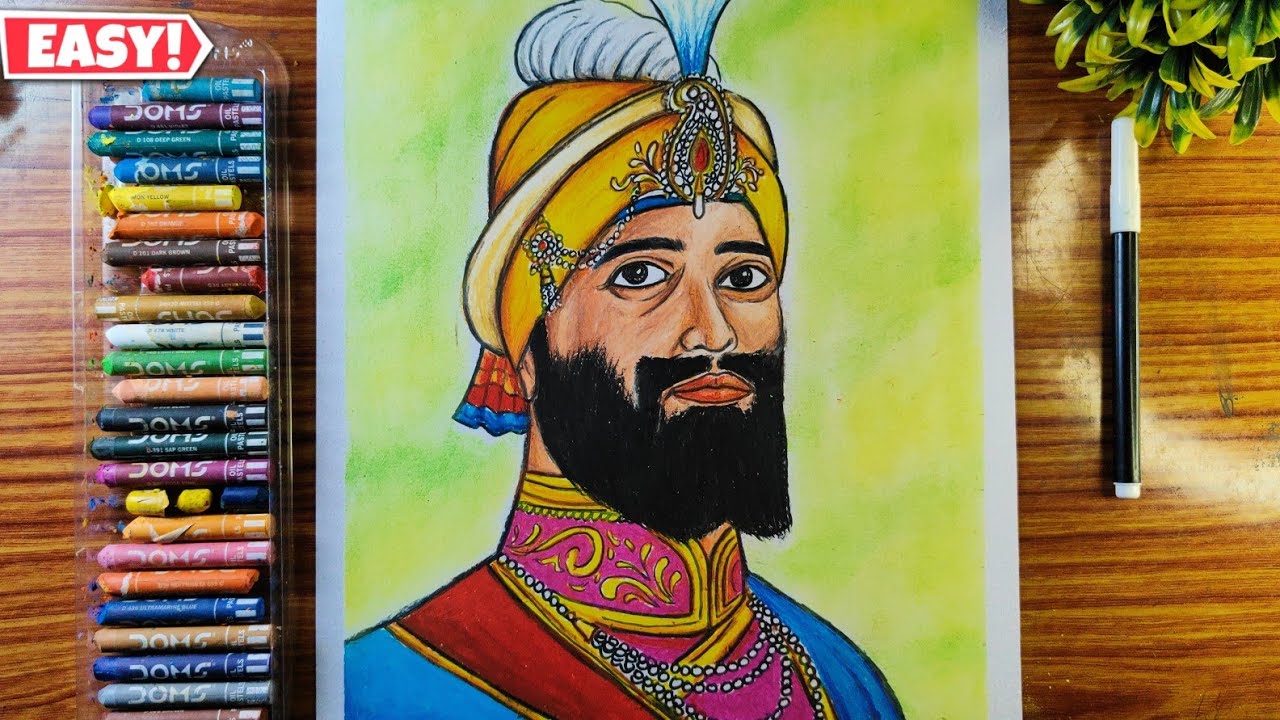 How to draw Guru Gobind Singh Ji with oil pastel ,Guru gobind singh ...