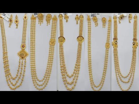 22k gold Ball chain multilayered long necklace designs with weight and ...