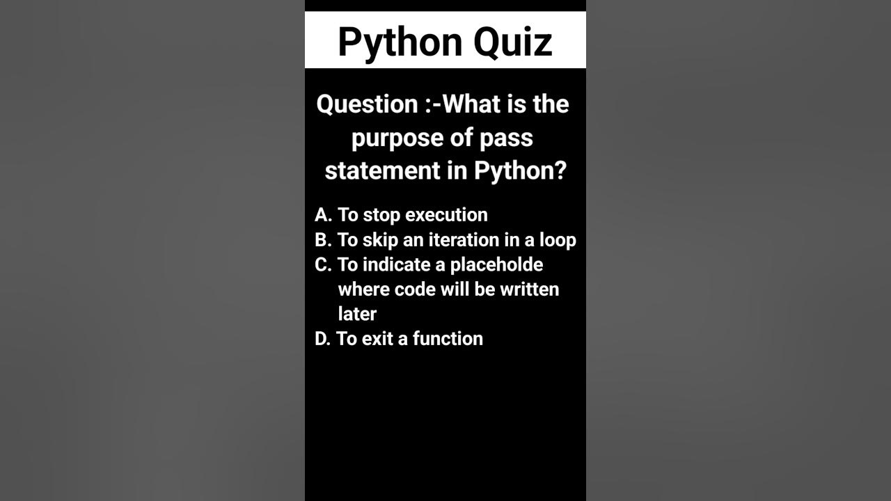 Pass Statement In Python Pythoninterview Pythonmcq Python Coding
