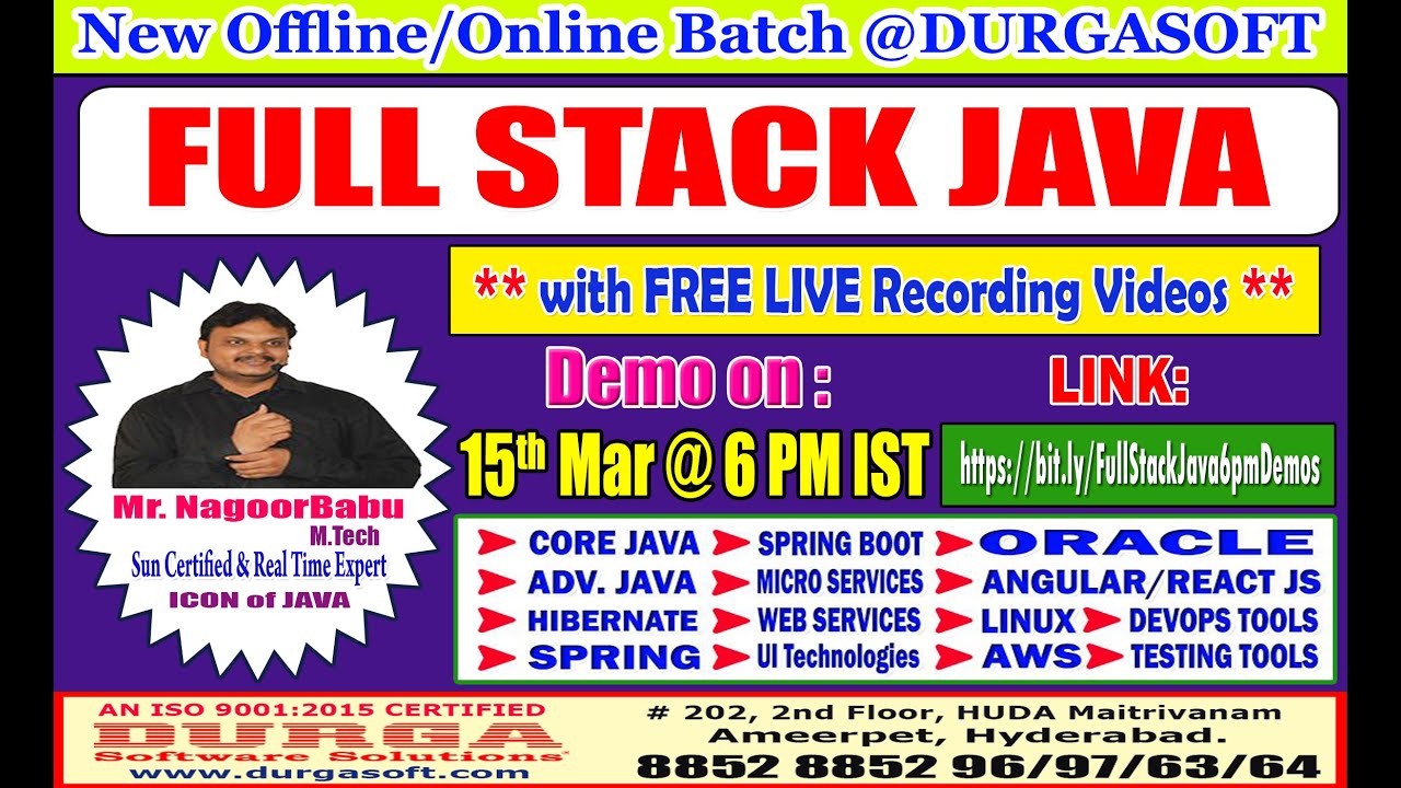 Full Stack Java Package tutorials by Mr. Nagoor Babu Sir - YouTube