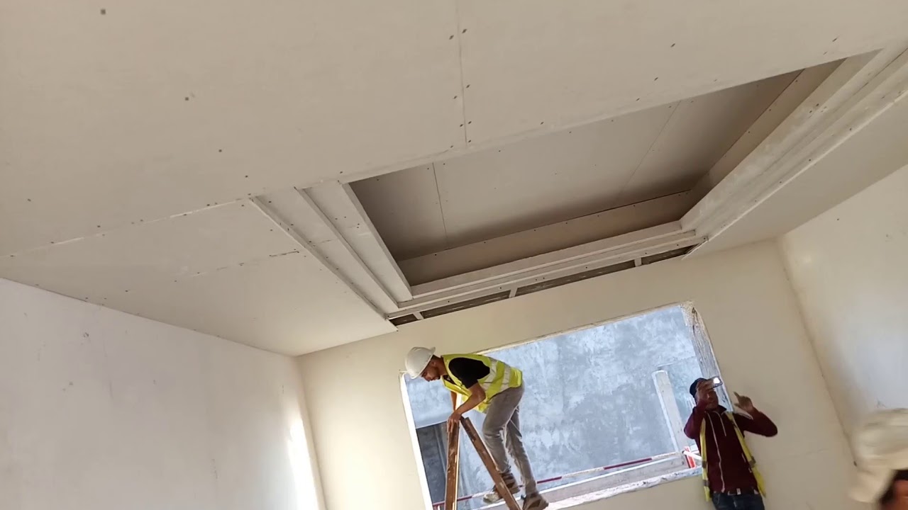 Faux Plafond joint creux eclerage retombe ba13 - YouTube
