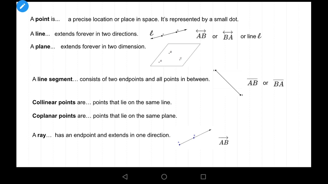 Geometry 1.2 Points, Lines, and Planes - YouTube