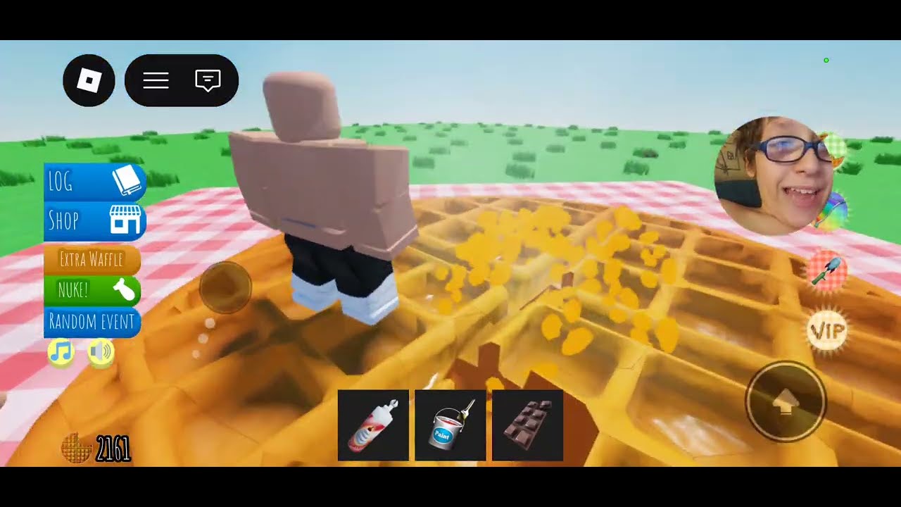 Me playing eating a huge waffle in roblox part 1 - YouTube