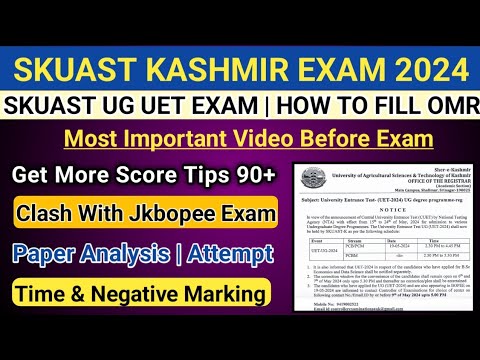 Skuast Ug Exam 2024 Important Video | Clash With Jkbopee|Paper Pattern ...