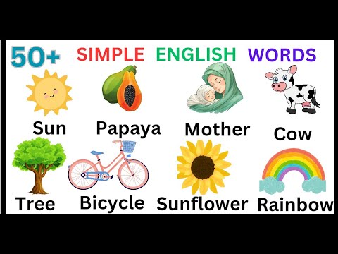50+ Simple English Words for kids | Baic Words | First 50 words for ...