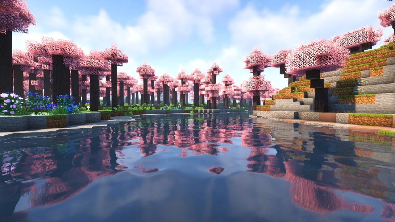 Minecraft Cherry Blossom Forest Ambience | 3 Hours - YouTube