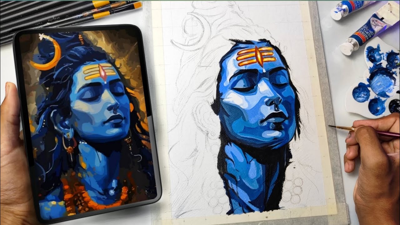 Lord Shiva Drawing, Savan Special Shiva Drawing , Part 01 - YouTube