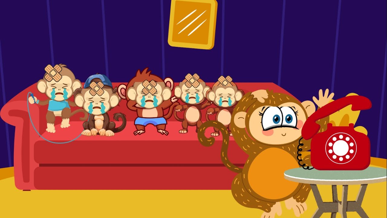 5 Little Monkeys | Learn Numbers | Simple song | English song | Nursery ...