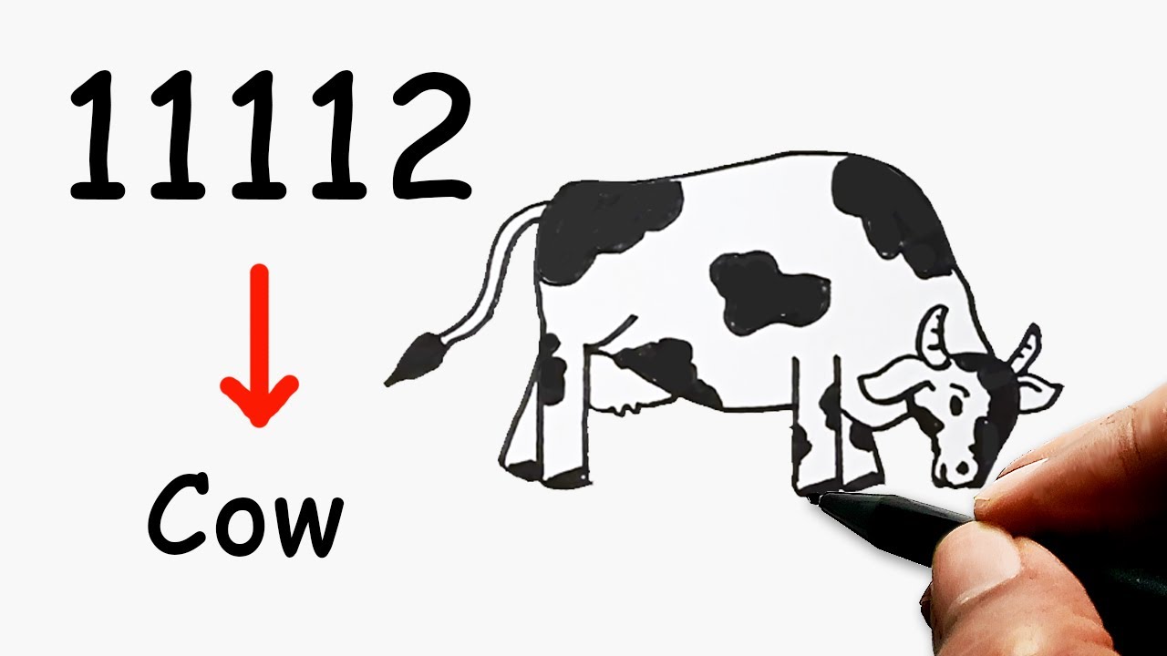 Cow Drawing Trick Using 11112 Number - YouTube