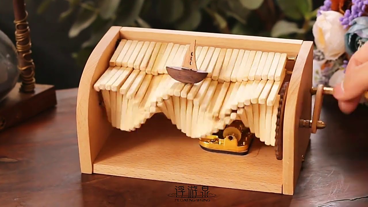 DIY Wooden Hand Crank Wave Maker Music Box Puzzle Model Kit Musical Box ...