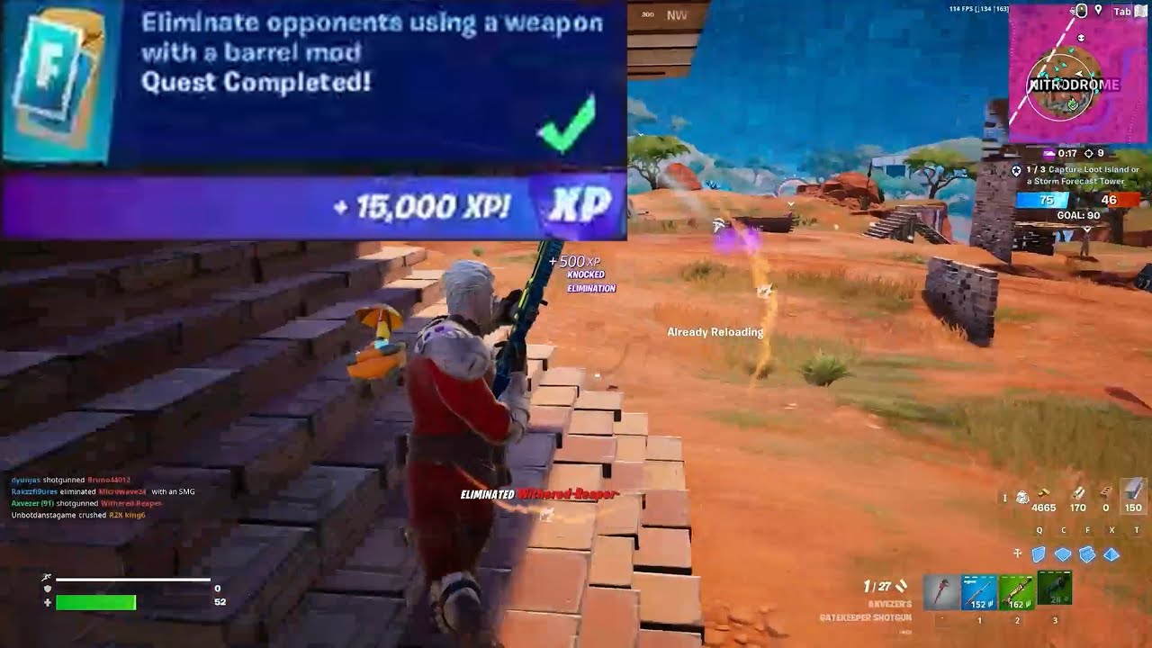 Eliminate opponents using a weapon with a barrel mod Fortnite - YouTube