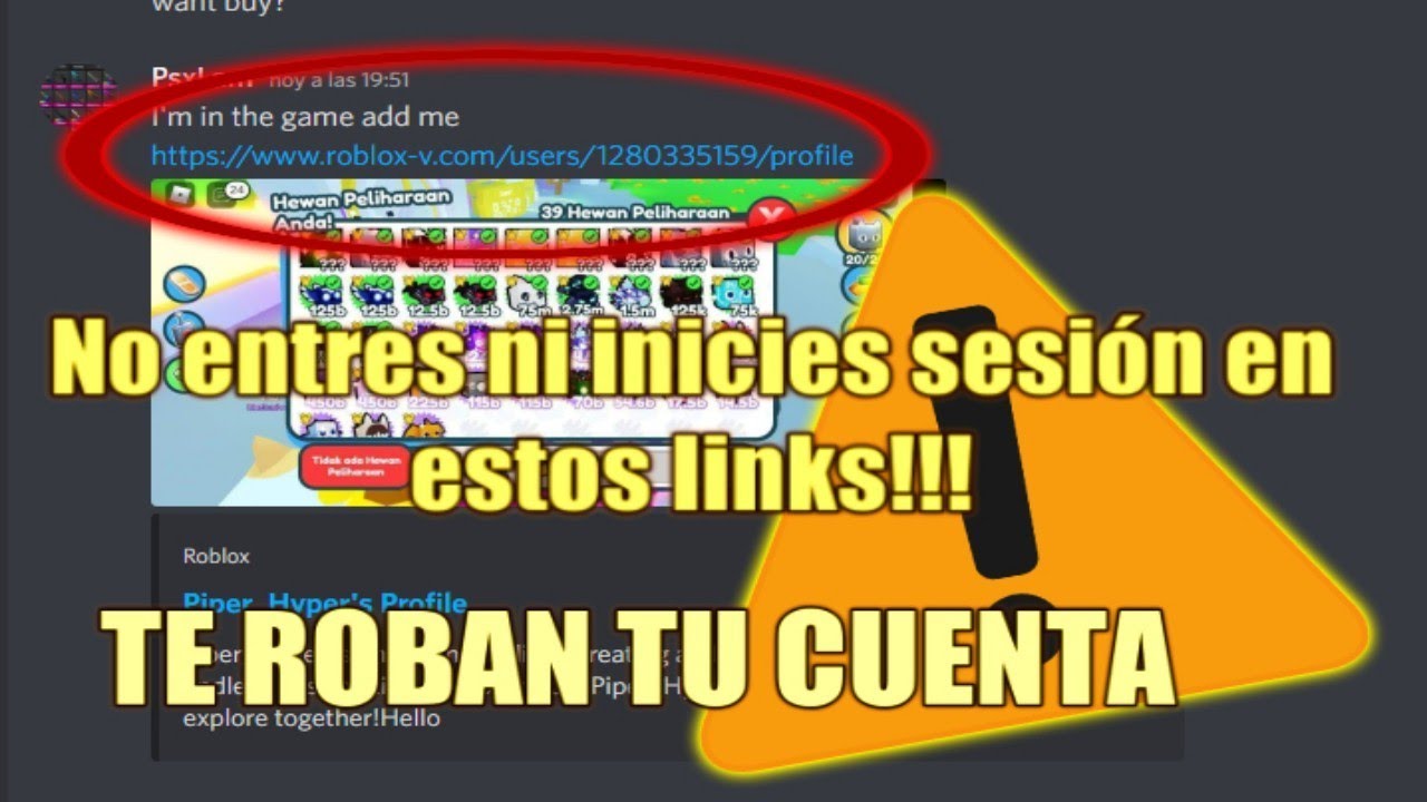roblox cuidado con estos links te pueden robar la cuenta ⚠️⚠️ - YouTube