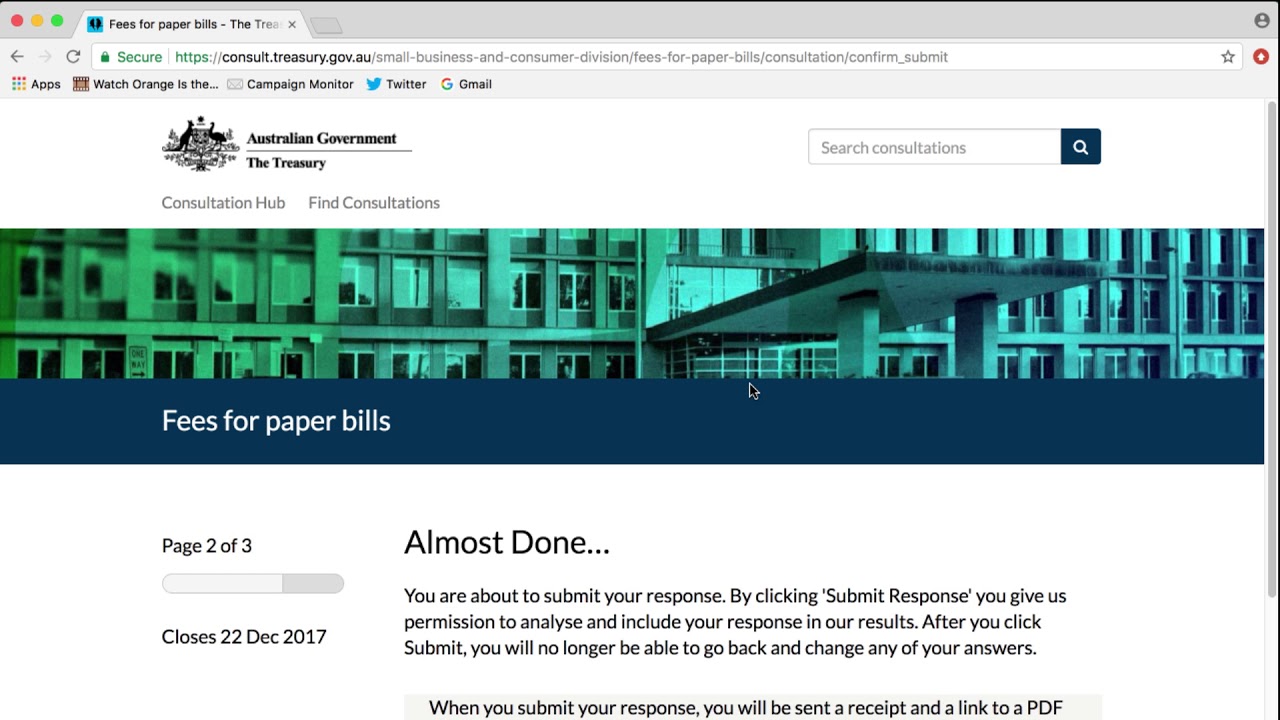 How to make a submission - Ban paper billing fees - YouTube