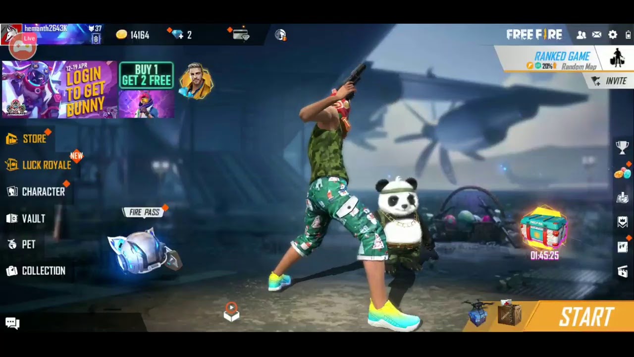 free fire live rush gameplay-hemanth sai - YouTube