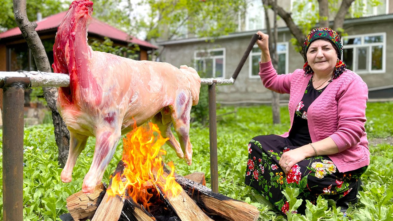 15 kg Whole Lamb Roasting in 5 Hours on Campfire. Legendary Dinner ...