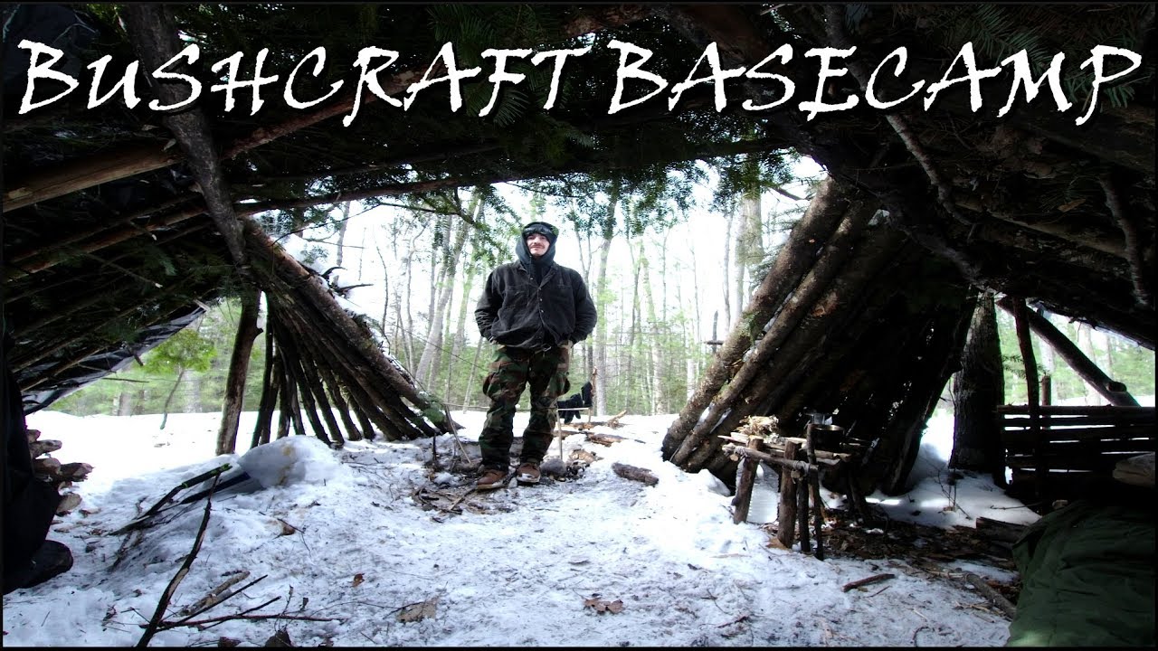 3 DAYS At The DOUBLE LEAN TO BUSHCRAFT SURVIVAL SHELTER BASE CAMP - YouTube