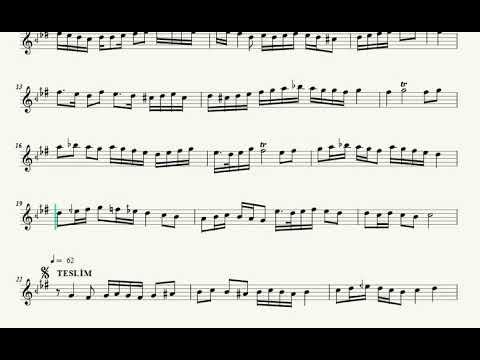 Hüzzam Peşrev  - Tanburi Büyük Osman Bey (1. Hane ve Teslim) - Nota Eşliğinde İcrâ (Ahenk:Kız Neyi)