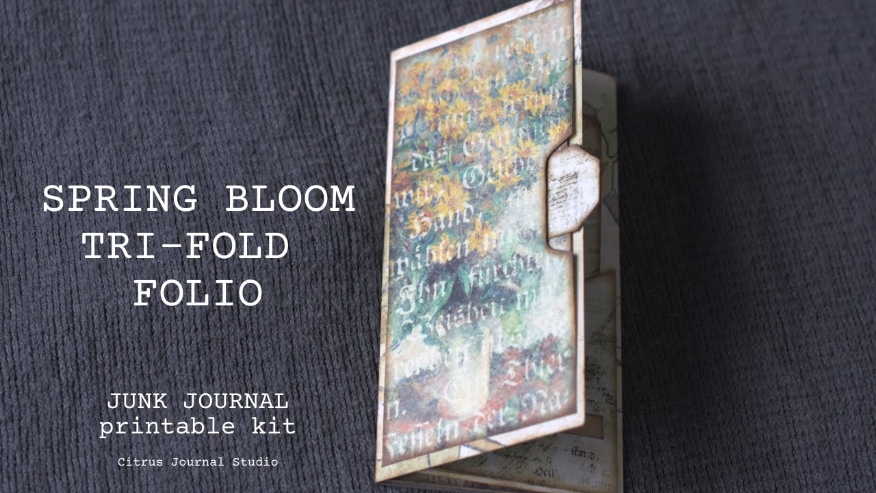 Spring Bloom Tri-fold Folio - Junk Journal Kit - Citrus Journal Studio
