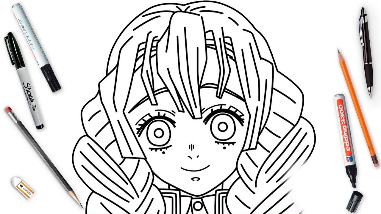 How To Draw Mitsuri Easy Step By Step | Mitsuri Kanroji From Demon ...