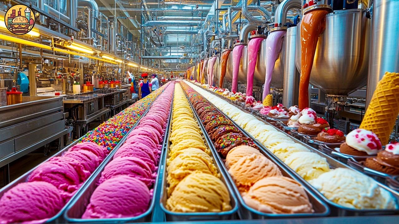How Ice Cream Is Made in a Mega Factory With Modern Technology - YouTube