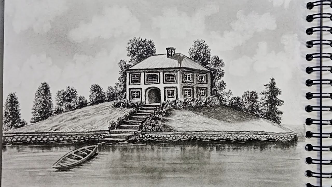 How to draw scenery step by step || Pencil drawing tutorial - YouTube