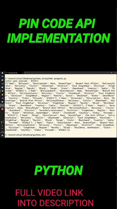 INDIA PINCODE API IMPLEMENTATION IN PYTHON #PYTHON #API #shorts - YouTube