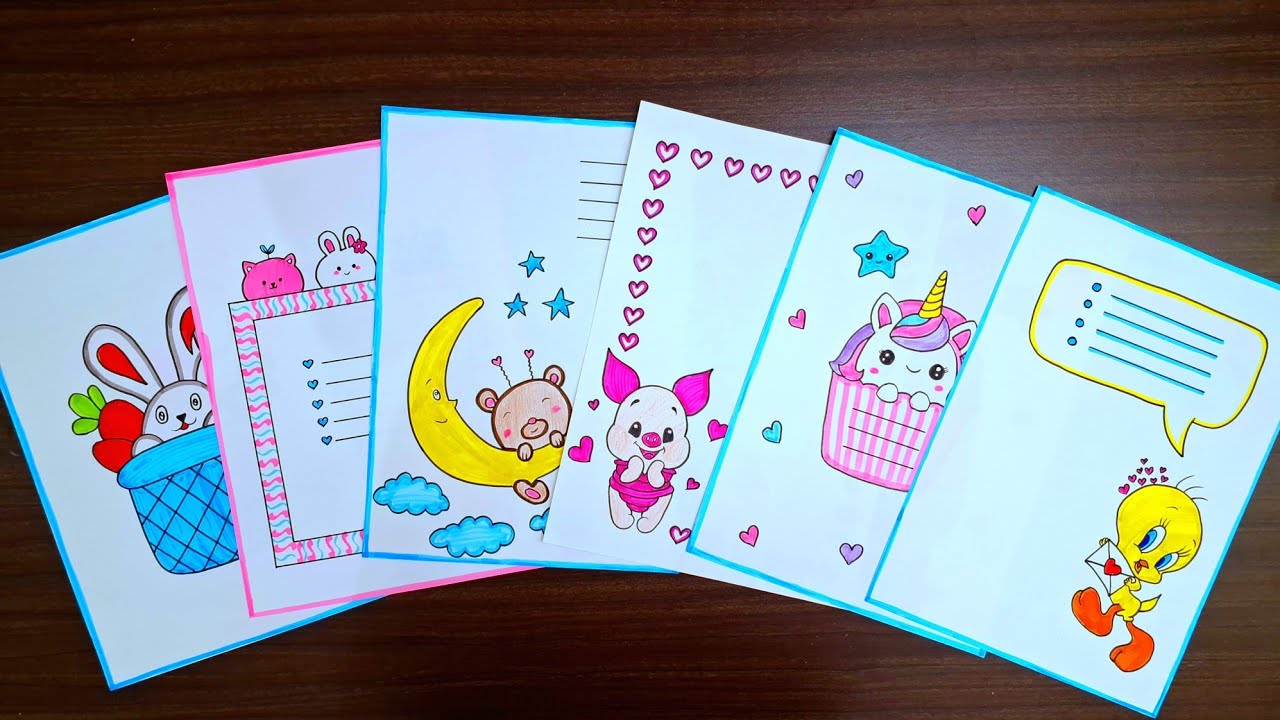 6 Beautiful front page design for school project/Simple border design ...