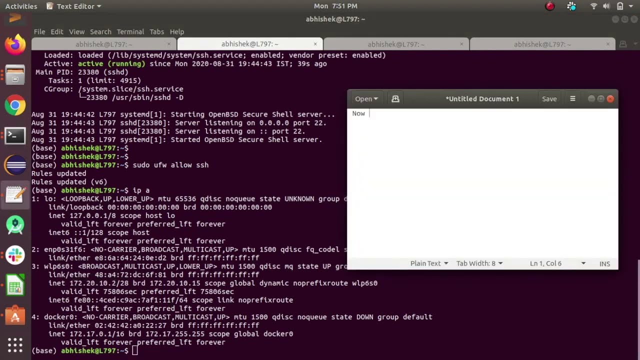 How To Enable Ssh In Ubuntu 1804 Lts Ubuntu 2004 With Openssh Server Youtube