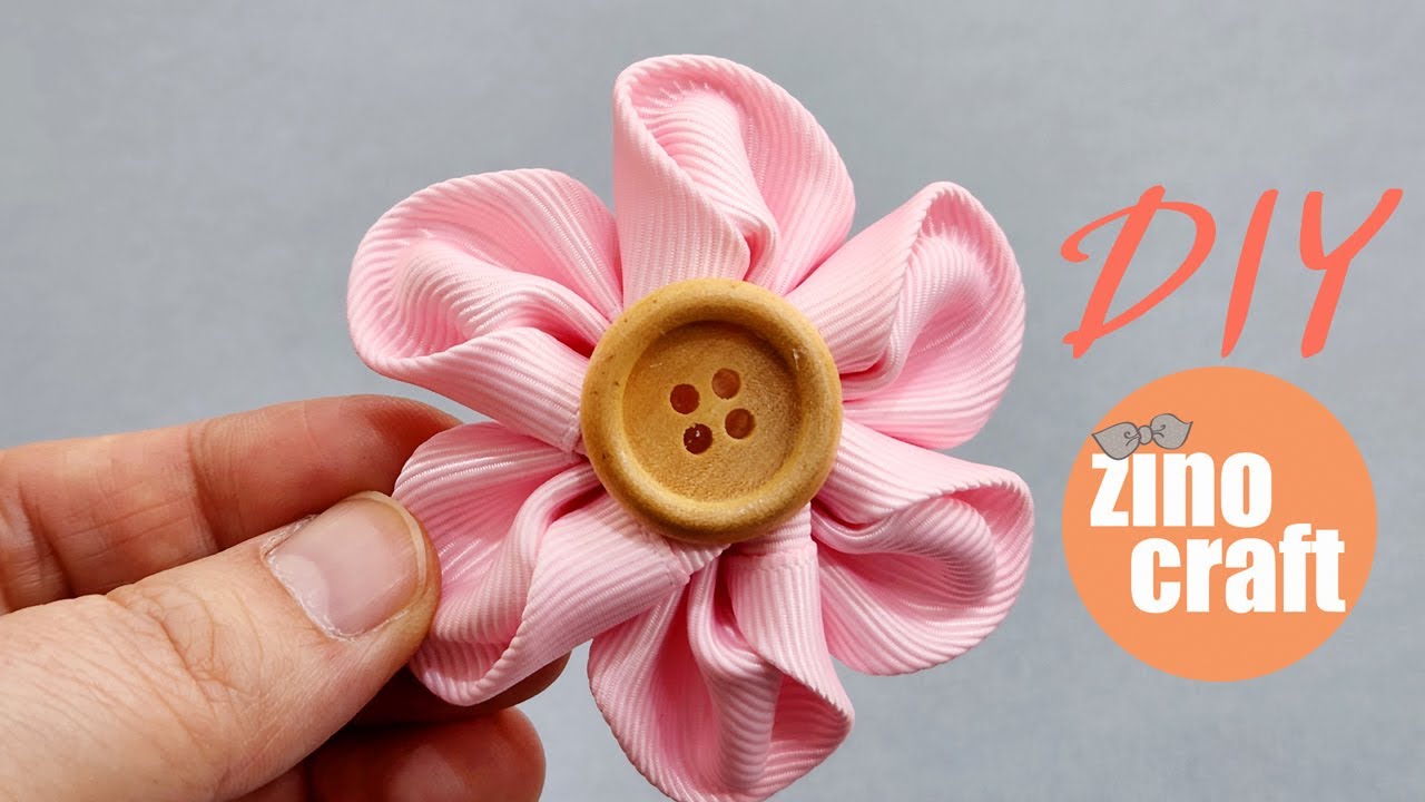 How to make ribbon flower/Ribbon easy making Tutorial/Ribbon flower ...