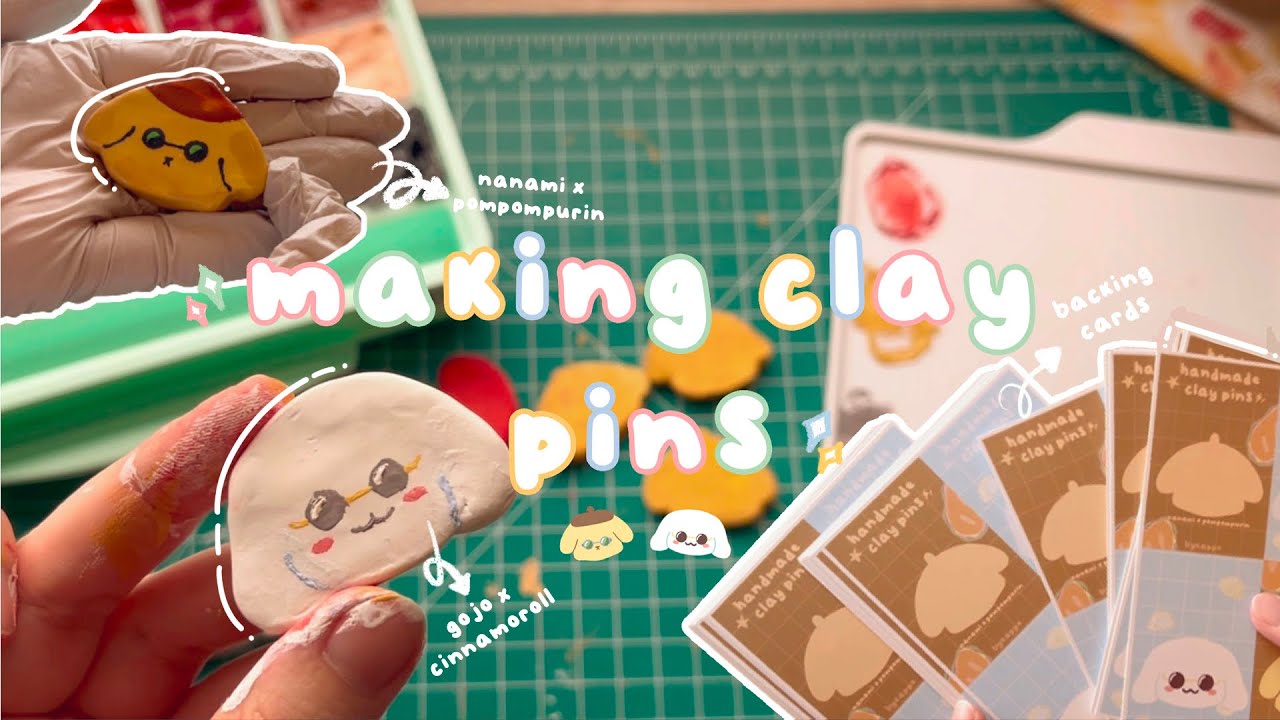 🍄 making clay pins // jjk x sanrio collab, backing cards, some tips ...