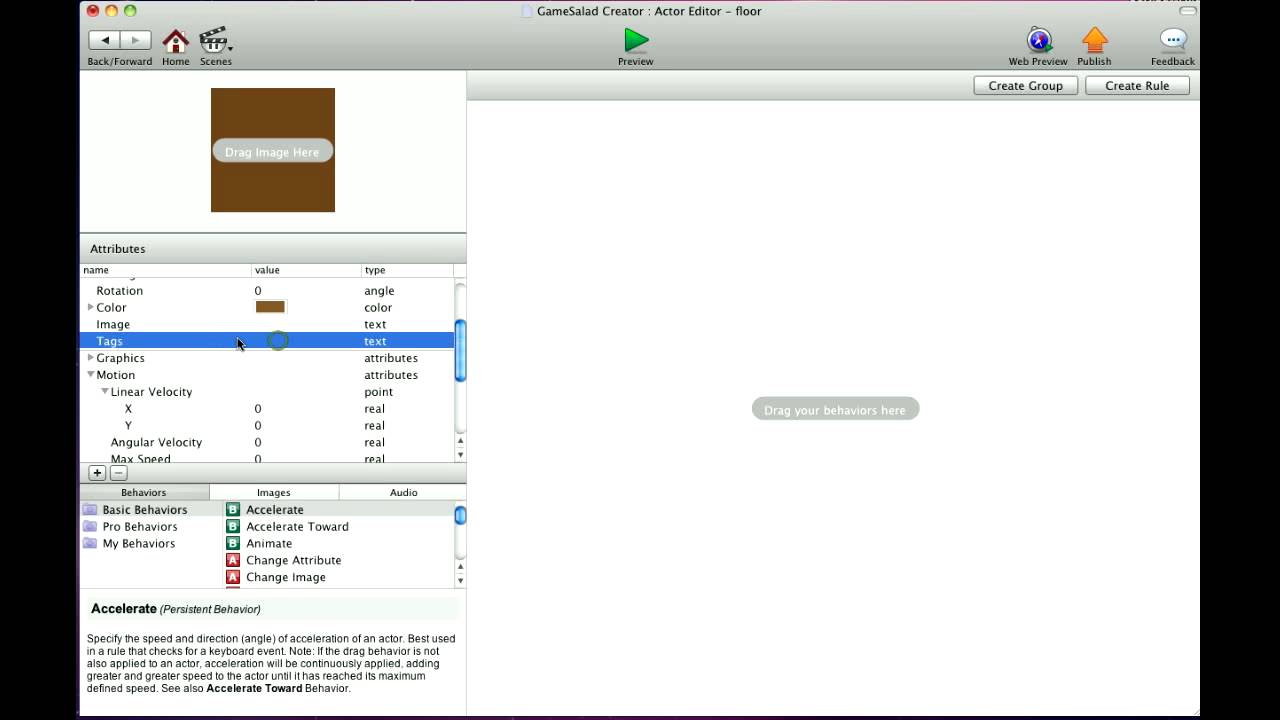 How do I change an actor's own attributes in gamesalad - YouTube